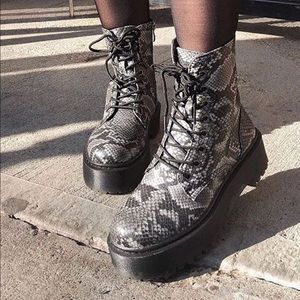 Fashion Nova | Shoes | Combat Snake Skin Boots | Poshmark